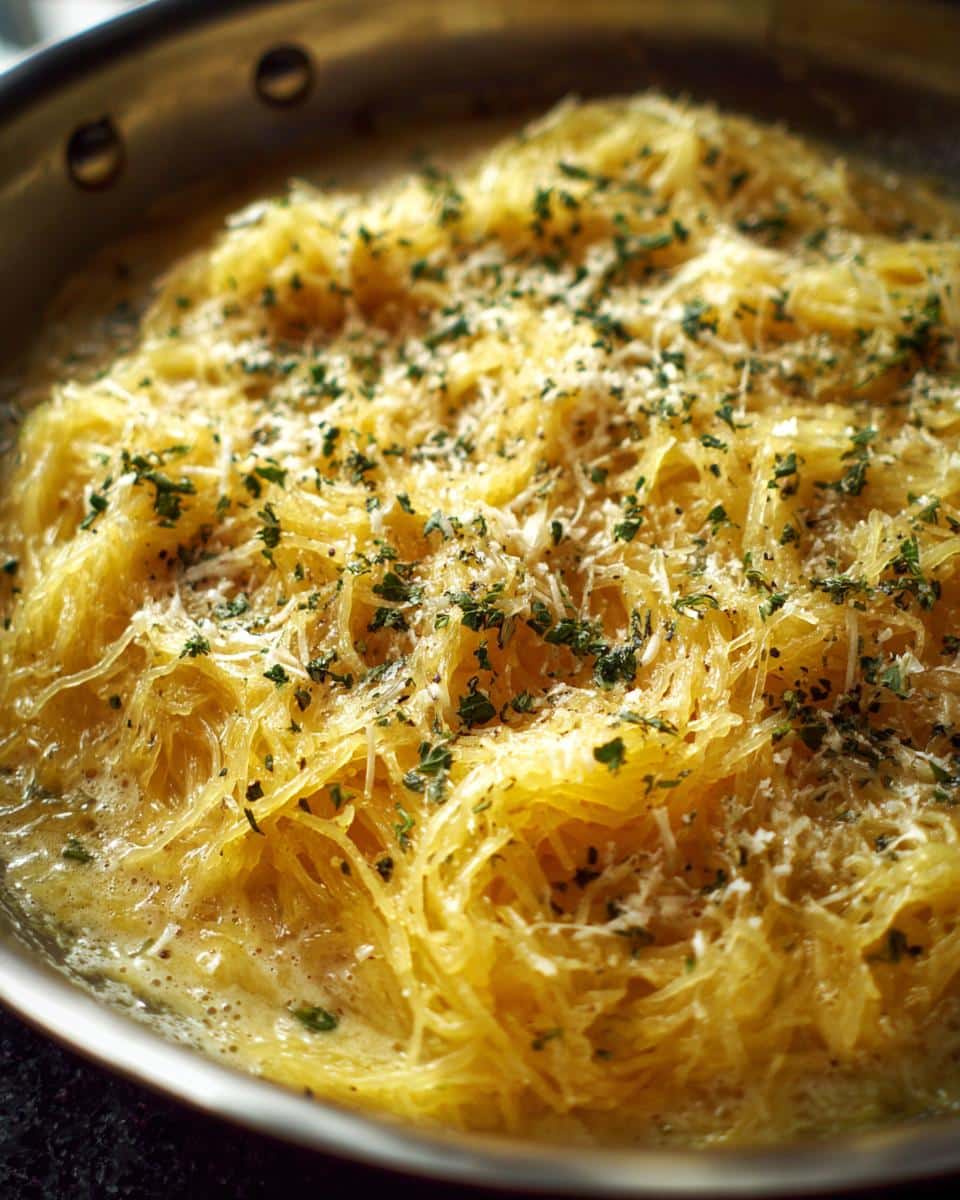 Creamy Garlic Parmesan Spaghetti Squash Pasta in 40 Minutes