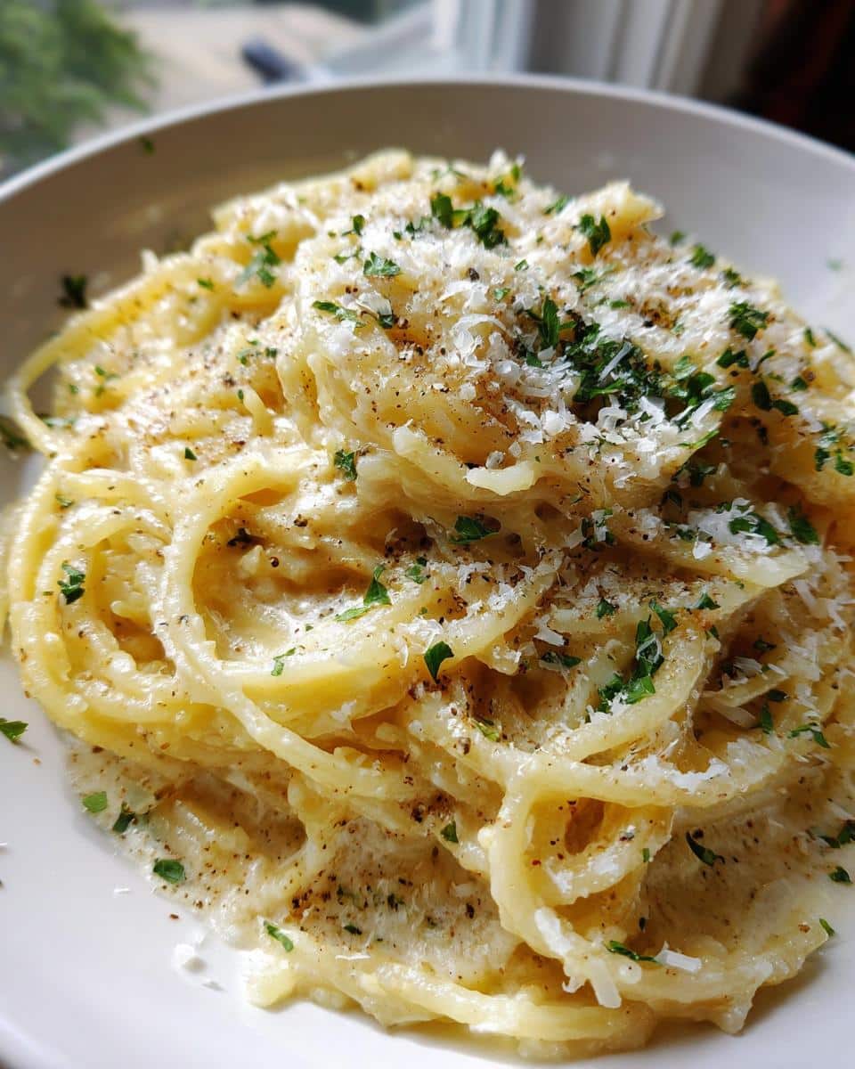 Creamy Garlic Parmesan Spaghetti Squash Pasta in 40 Minutes