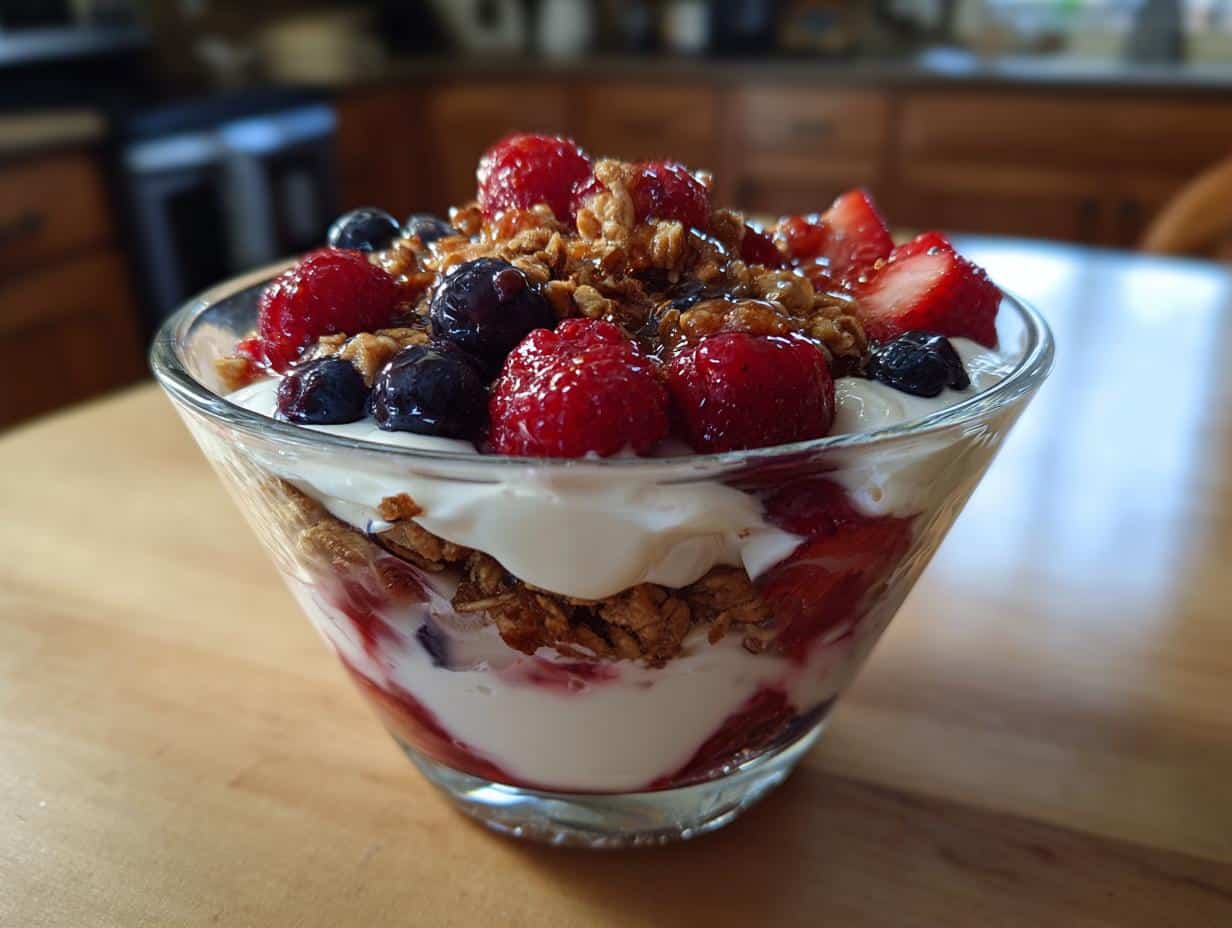 5-Minute Greek Yogurt Berry Parfait with Granola Bliss
