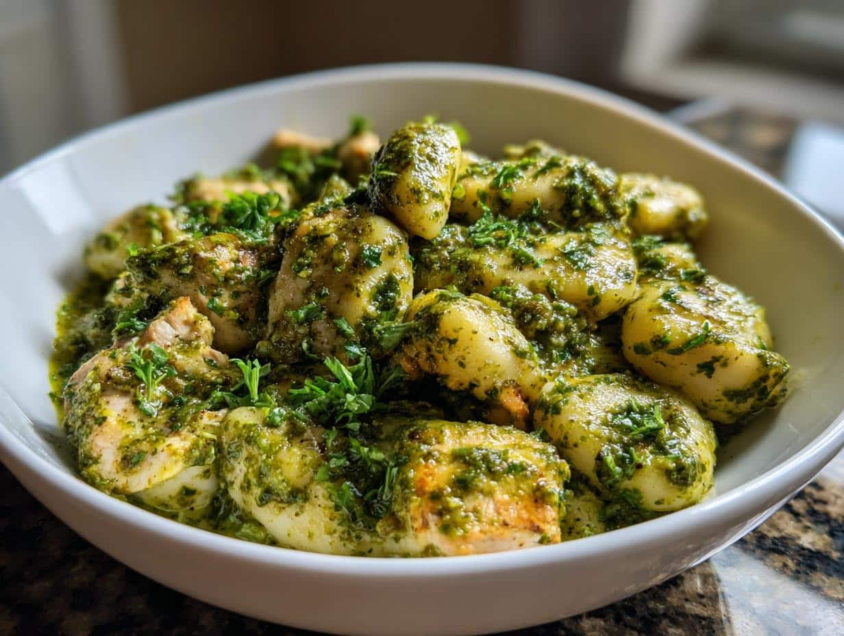 30-Minute One-Pot Creamy Pesto Gnocchi with Chicken Bliss