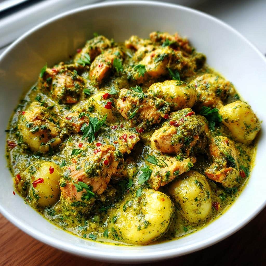 30-Minute One-Pot Creamy Pesto Gnocchi with Chicken Bliss