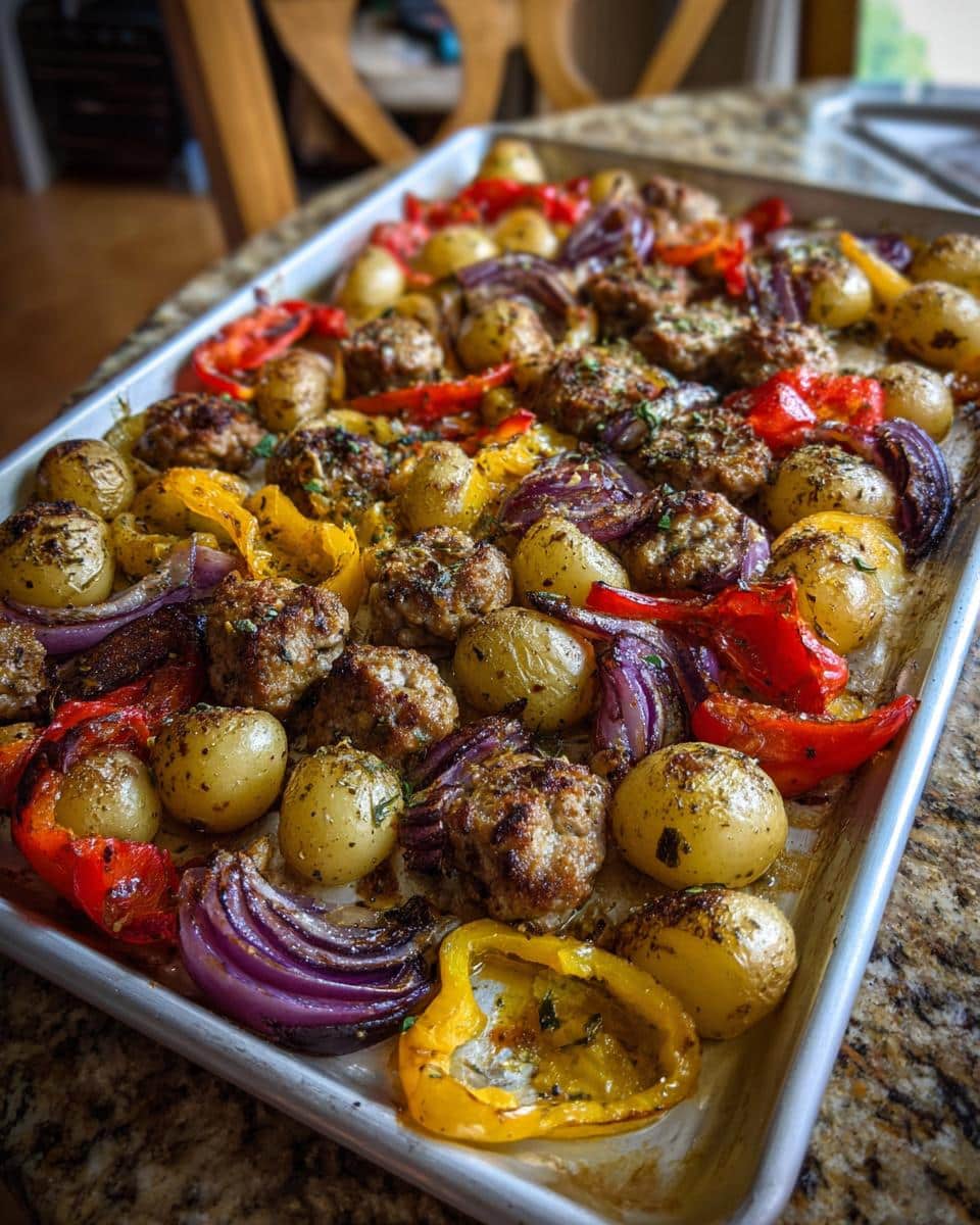 Easy Baked Sheet Pan Sausage and Veggies in 25 Minutes