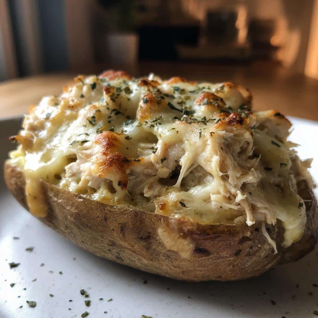 Creamy Chicken Alfredo Stuffed Baked Potatoes You’ll Crave