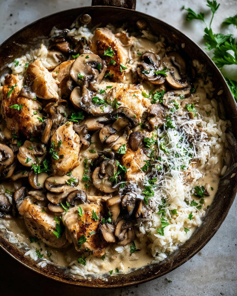 30-Minute Creamy Chicken and Mushroom Rice Skillet Magic