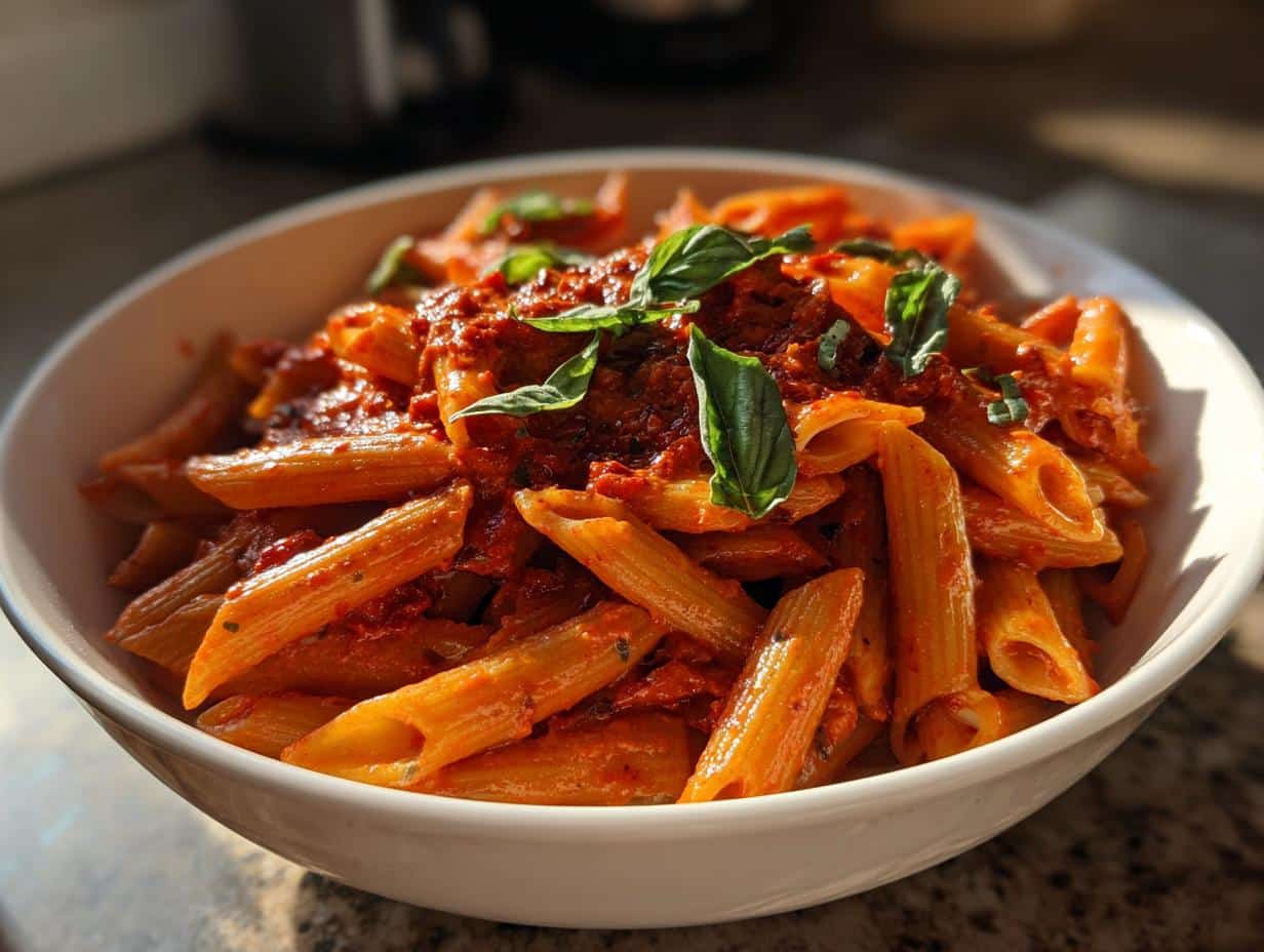 25-Minute Creamy Sun Dried Tomato Penne You'll Obsess Over
