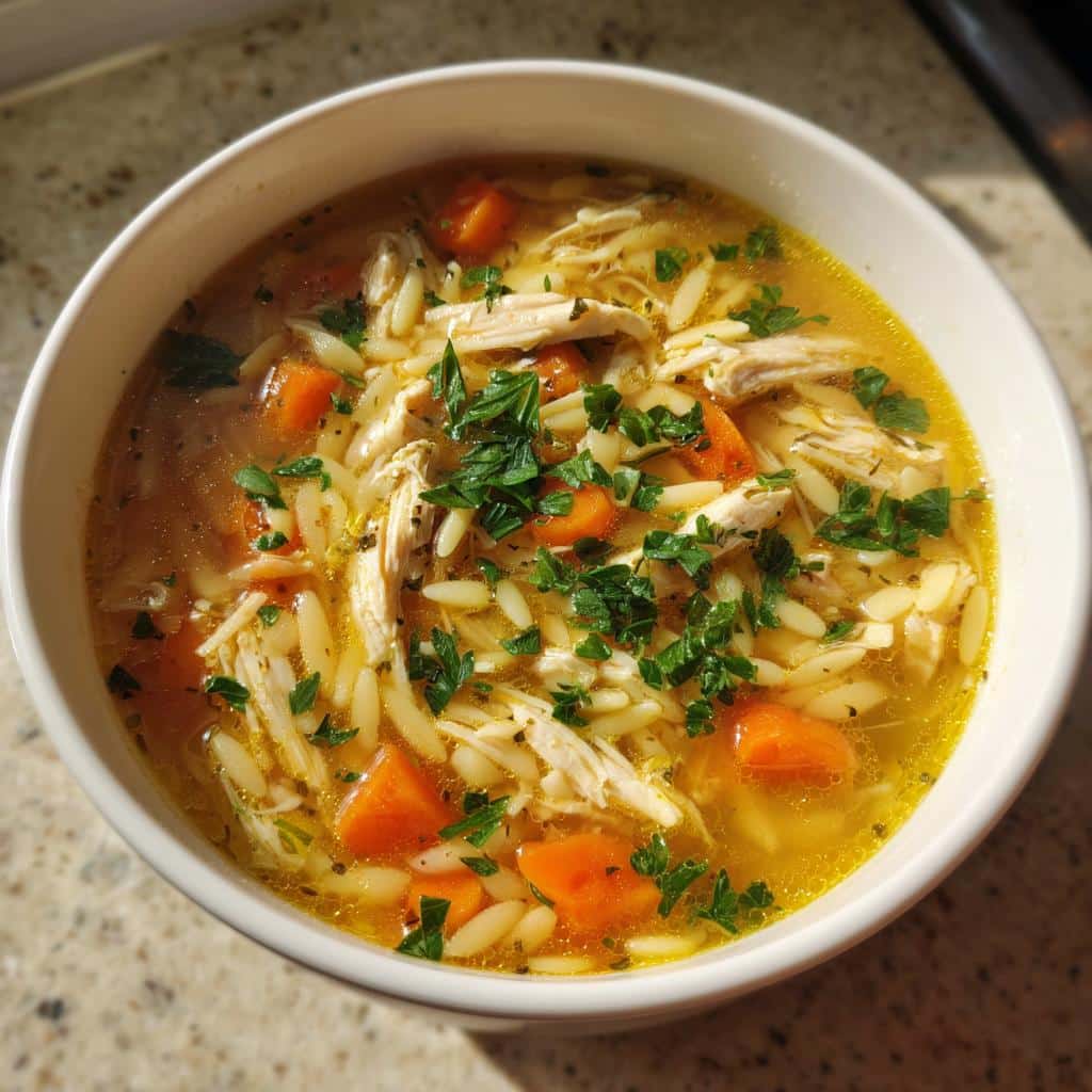 40-Minute Greek Lemon Chicken Orzo Soup - Easy Comfort Food