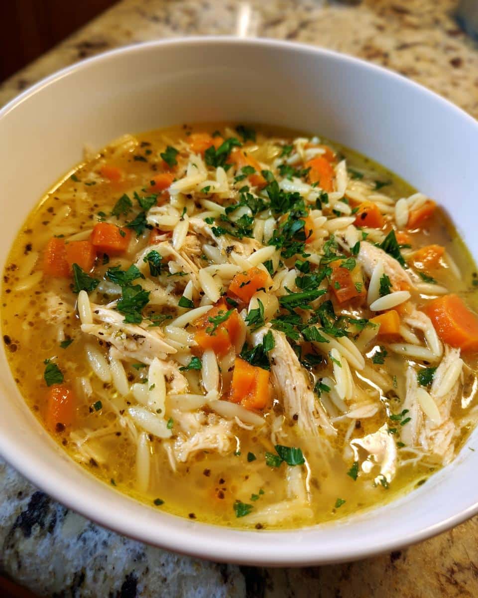 40-Minute Greek Lemon Chicken Orzo Soup - Easy Comfort Food