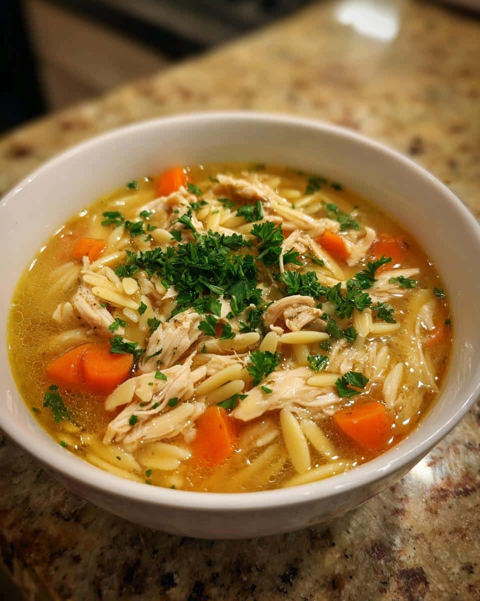 40-Minute Greek Lemon Chicken Orzo Soup - Easy Comfort Food