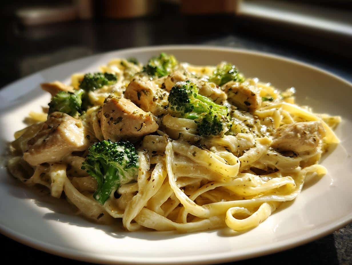 30-Minute One Pot Chicken and Broccoli Alfredo Magic
