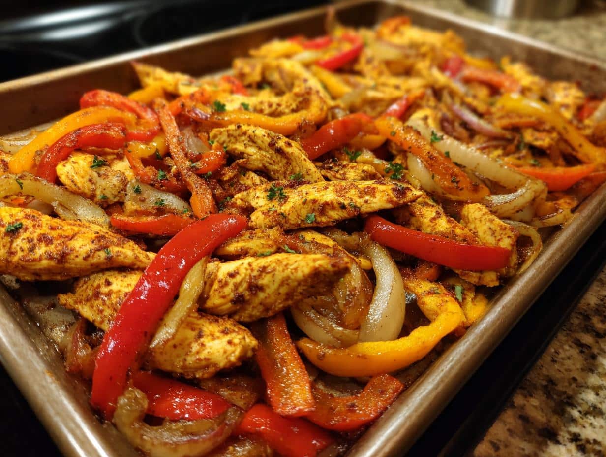 40-Minute Sheet Pan Chicken Fajitas with Peppers – So Easy!
