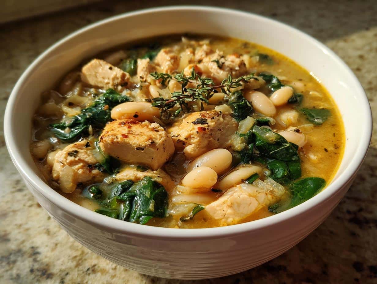 30-Minute Tuscan White Bean Chicken Soup - Easy & Comforting